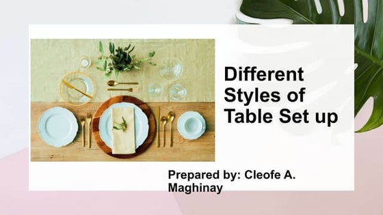 Fnb Standard Of Table Set Up Ppt