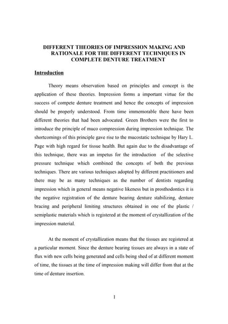 Basic principles in impression making | PDF