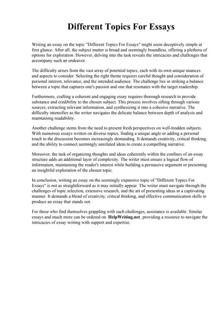 Interpretive Essay Topics | PDF