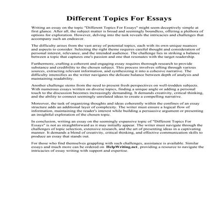 Different Topics For Essays | PDF | Online Education | Education