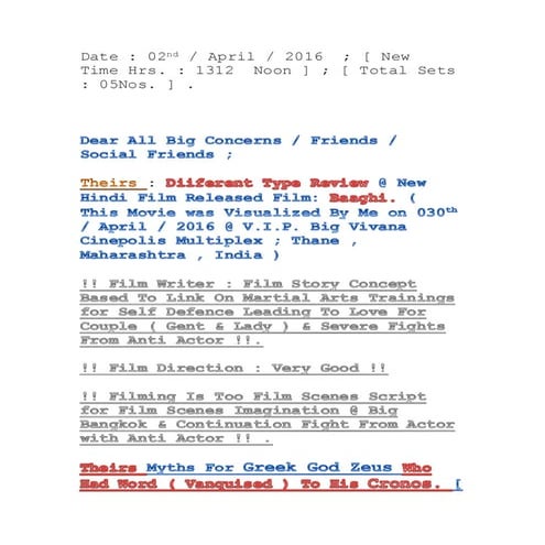 Different type new hindi film released film review baaghi. | DOCX