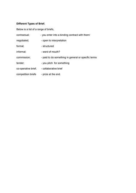 Different types of brief | PPTX