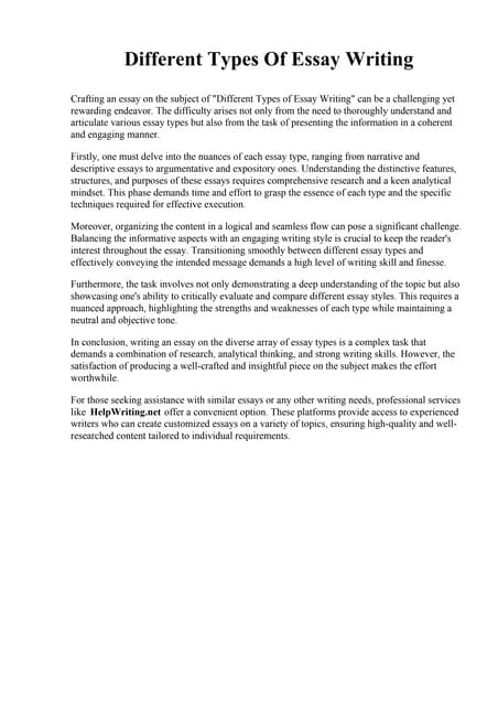4 Main Types Of Essays.pdf | Undergraduate Education | College Education