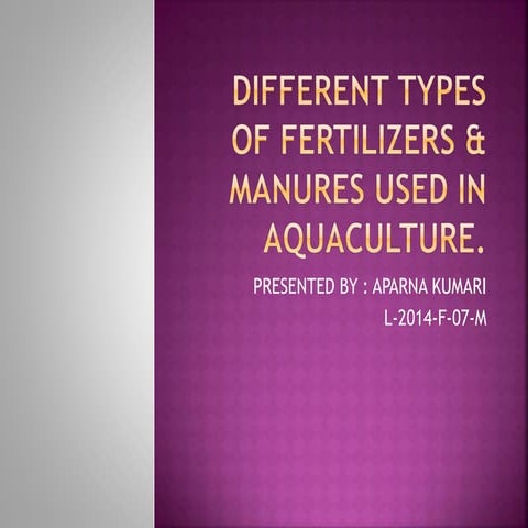 Different types of fertilizers & manures used in | PPTX