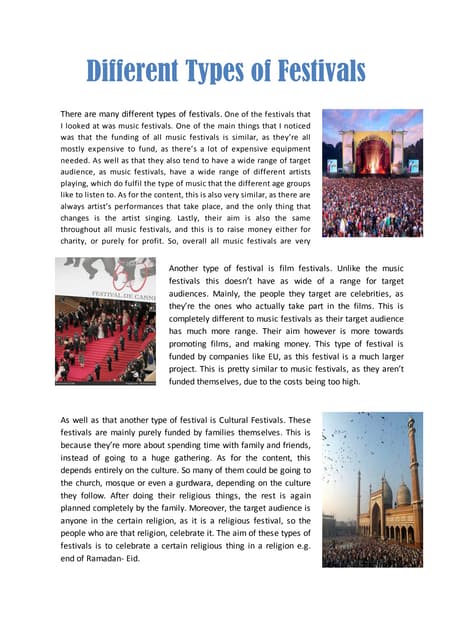 Comparing festivals | PPT