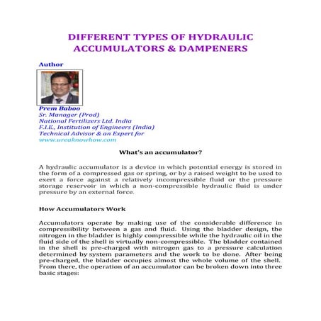 Different types of hydraulic accumulators | PDF