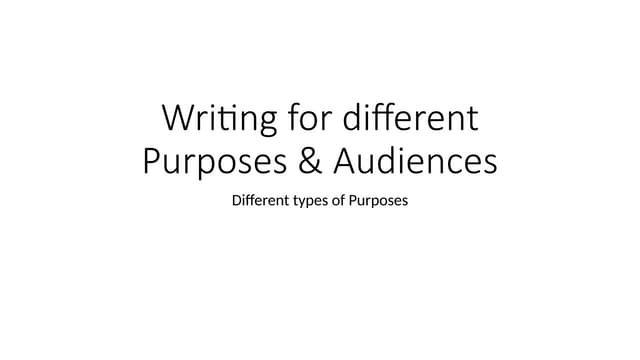 Understanding Common Purposes of Writing | PPTX
