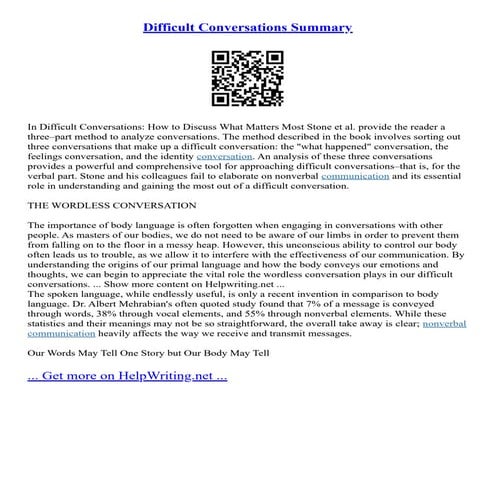 Difficult Conversations Summary | PDF