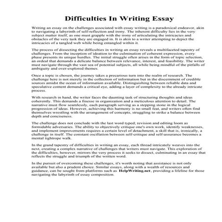 Difficulties In Writing Essay | PDF