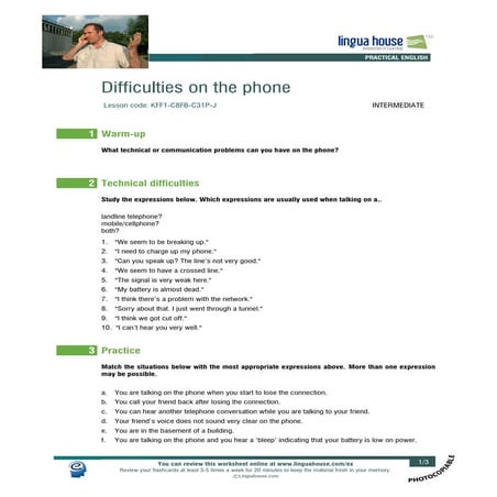 Difficulties on the phone | PDF