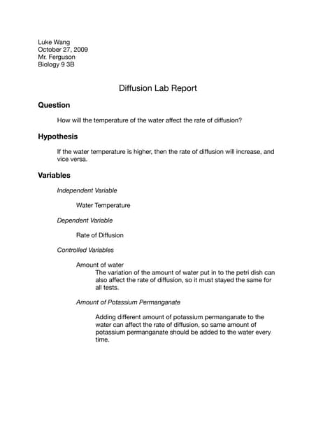 Osmosis lab report | DOCX | Chemistry | Science