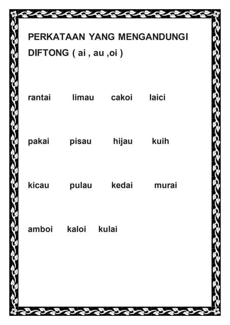 Contoh perkataan digraf, diftong, konsonan dan vokal berganding | DOCX