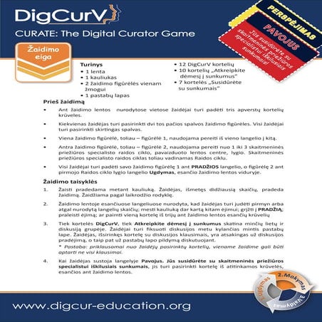 DigCurV Curate Game: Zaidimo Eida Taisyklės | PDF