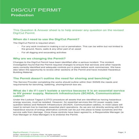 Dig cut comms | PDF