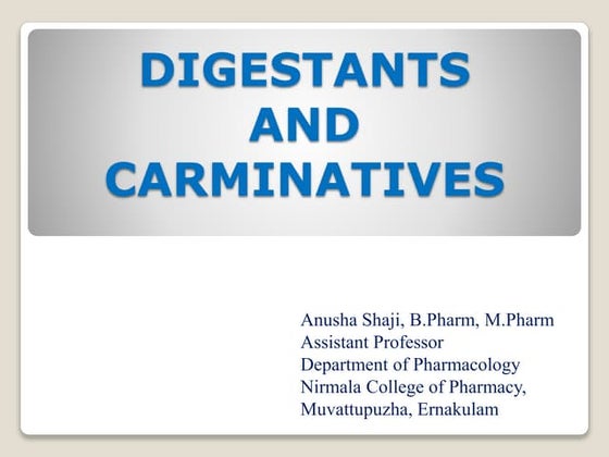 Drugs as digestants and carminatives. | PPTX | Digestive Disorders ...