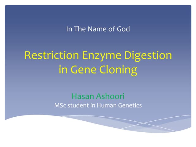 Restriction Digestion | PDF