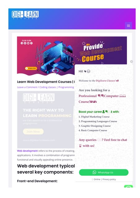 Digilearnclasses Com Learn Web Development Courses Programming Languages Pdf