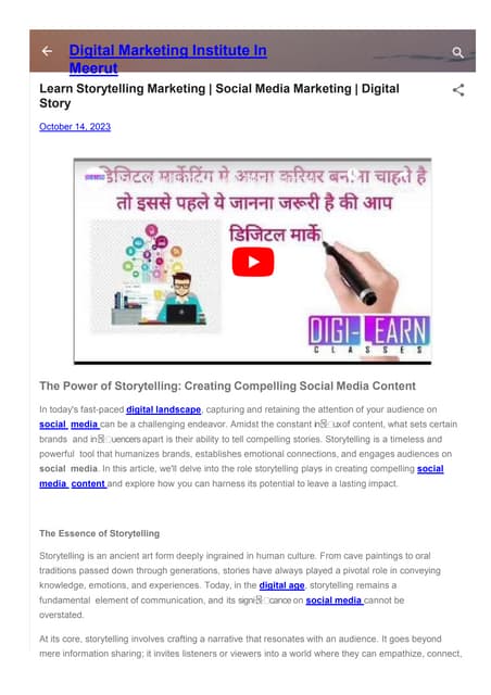 Why Storytelling Is Important And Types Of Storytellingpdf