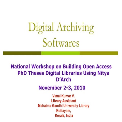 Digital Archiving Softwares | PPT