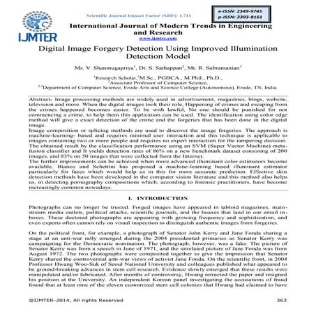 Digital Image Forgery Detection Using Improved Illumination Detection Model Pdf 