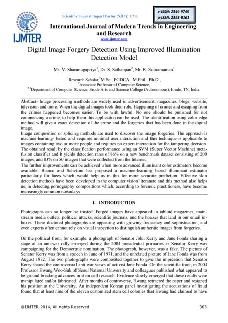 Digital image forgery detection | PPTX