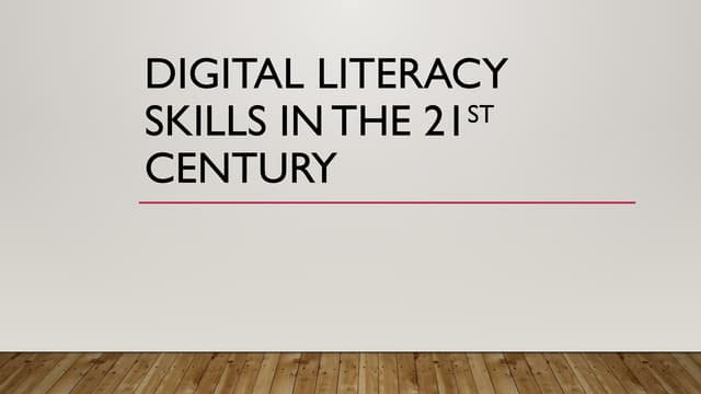Digital literacy skills in the 21 st century | PPTX