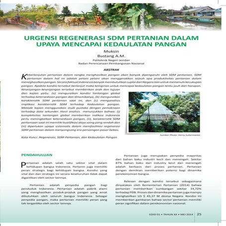 Urgensi Regenerasi SDM Pertanian | PDF