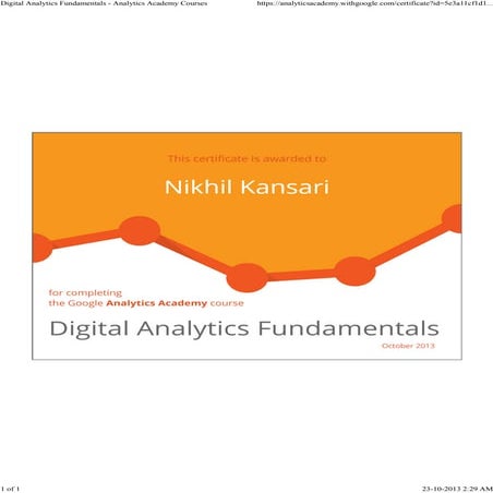 Digital analytics fundamentals analytics academy courses | PDF