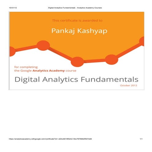 Digital analytics fundamentals certificate-pankaj kashyap | PDF