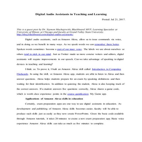 Digital audio assistants in teaching and learning | DOCX