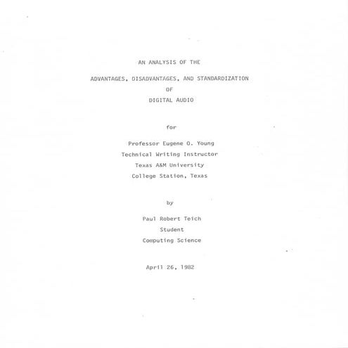 Digital Audio - Technical Writing Class Paper - Original scan | PDF