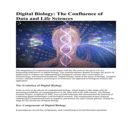 Digital Biology: Evolution, Components, Applications, and More | The ...