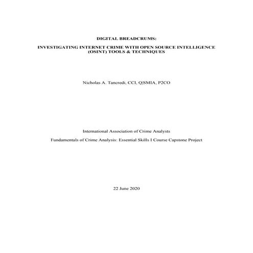 Digital Breadcrums: Investigating Internet Crime with Open Source ...