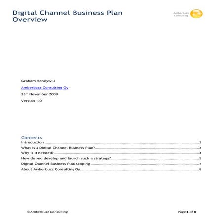 Digital Channel Business Plan Overview 23 11 09 | PDF