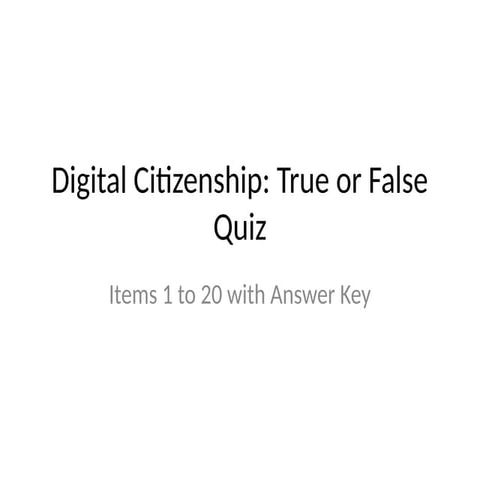 Digital Citizenship Quiz for Grade 8 learners | PPTX