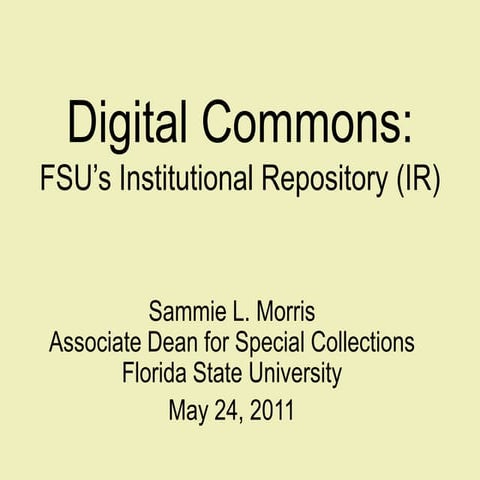 Digital Commons Institutional Repository: Roles for Library Liaisons | PPTX