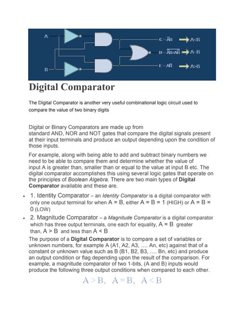 2 bit comparator (Digital Electronics) | PPTX