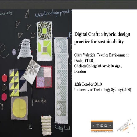 Digital Craft: a Hybrid Design Practice for Sustainability | PPT | Arts ...