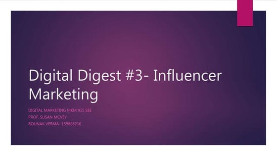 Influencer Marketing on Consumers | PPT
