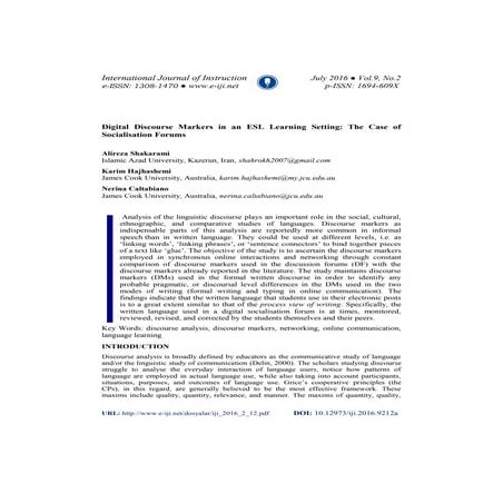 Digital discourse markers in an ESL learning setting: The case of ...