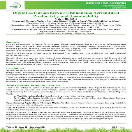 Digital Extension Services, Enhancing Agricultural Productivity and ...