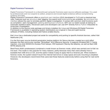 Digital forensics framework tool is used to investigate | PDF