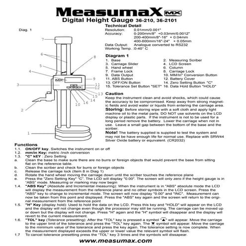 Digital height gauge | PDF