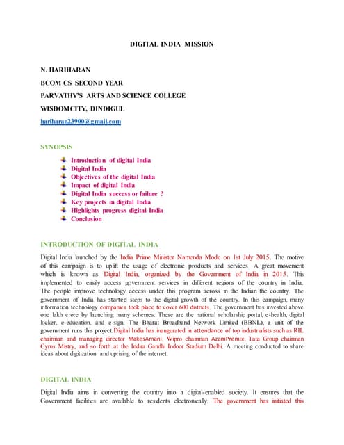 CBSE economics Project class 12 Digital India | PDF | Internet | Computing