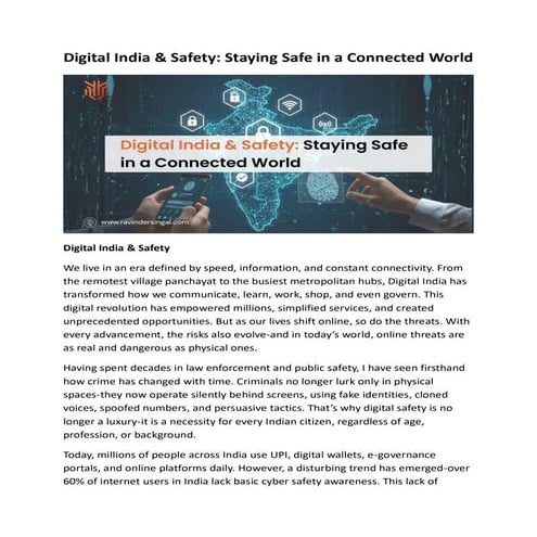 Digital India & Safety: Staying Safe in a Connected World | PDF