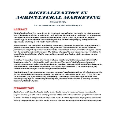DIGITALIZATION IN AGRICULTURAL MARKETING ( HEMANT TIWARI).pdf