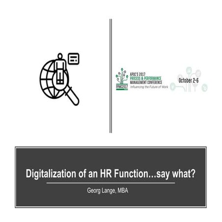 Digitalization of an HR Function by Georg Lange | PPT