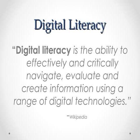 Digital literacy | PPT | Internet for Beginners | Internet