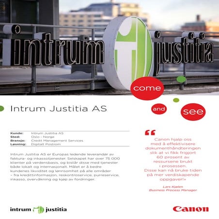 Canon kundehistorie: Effektiv dokumenthåndtering hos intrum justitia | PDF