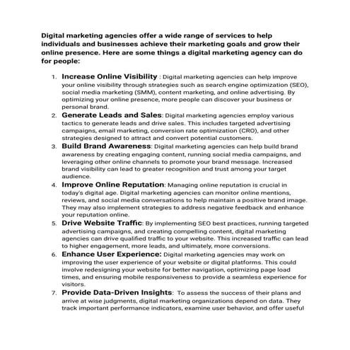 Digital Marketing Agency For Agency For Business | PDF